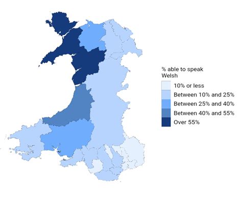 Ability To Speak Welsh By County In Wales Maps On The Web