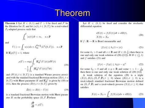 Ppt Some Stochastic Systems With A Fractional Brownian Motion And Applications To Control