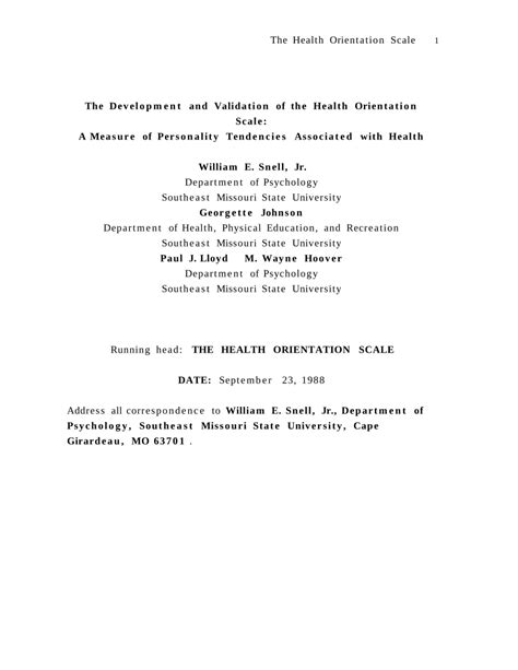 Pdf The Multidimensional Health Questionnaire