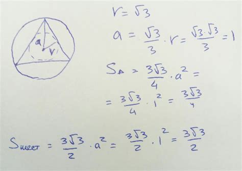 Правильный треугольник и правильный шестиугольник вписаны в одну окружность Найдите площади