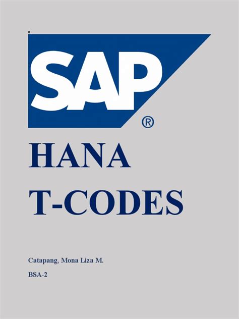 sap hana t codes pdf payments cheque