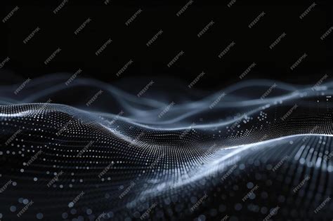 abstract black background with a wavy grid of dots and lines big data