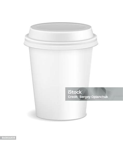 빈 흰색 현실적인 커피 컵 이랑 흰색 배경에 고립 카페 라 떼 모카 나 카푸치노 플라스틱 용기 컵 벡터 일러스트 레이 션 0명에 대한 스톡 벡터 아트 및 기타 이미지