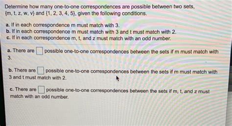 solved determine how many one to one correspondences are