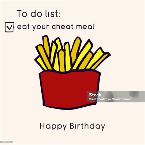 패스트 푸드의 낙서 그림입니다 정크 식품입니다 속임수 식사를 먹는다 웃 기 생일 카드입니다 손으로 그린 만화 스타일에서 벡터 일러스트 레이 션 0명에 대한 스톡 벡터 아트