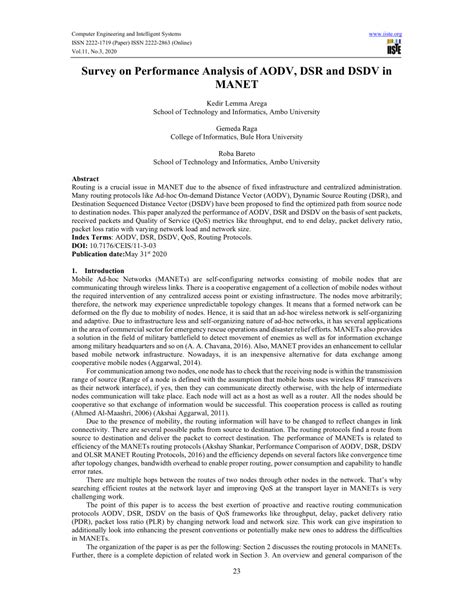 Pdf Survey On Performance Analysis Of Aodv Dsr And Dsdv In Manet