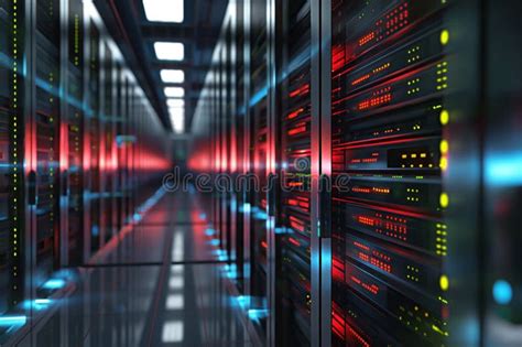 data center server room interior featuring rows of rack mounted servers