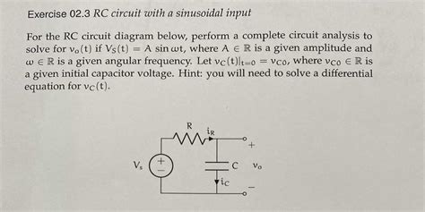 solved exercise 02 3 rc circuit with a sinusoidal input for