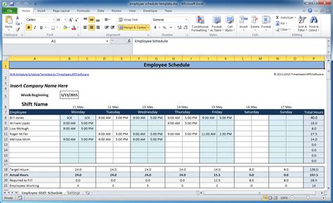 Work Schedule Spreadsheet Excel Pertaining To Free Employee And Shift Schedule Templates Db