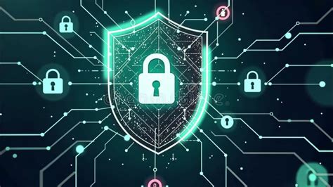 Cybersecurity Shield With Lock And Circuit Connections Illustrating