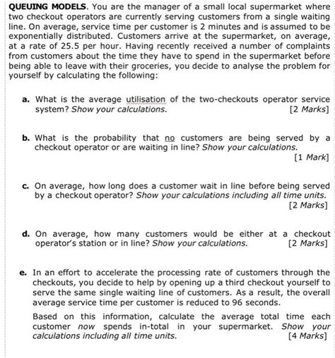 Solved Queuing Models You Are The Manager Of A Small Local