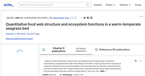 Quantitative Food Web Structure And Ecosystem Functions In A Warm Temperate Seagrass Bed
