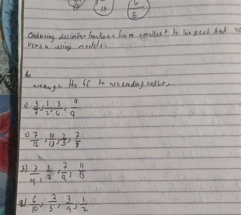 Ordering Dissimilar Fractions From Smallest To Largest And Vice Versa Using Modelsarrange The Ff