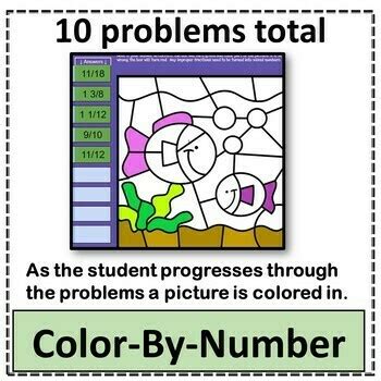 Adding Fractions Without Simplifying Color By Number Digital Activity NF
