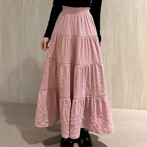 다미님 4컬러 하이웨스트 롱스커트 A라인 셔링 프릴 속치마 하객룩 결혼식 임산부 임부복 빅사이즈 머메이드 여행룩 밴딩 스판