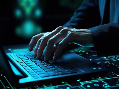premium photo close up of hacker hands typing on laptop keyboard