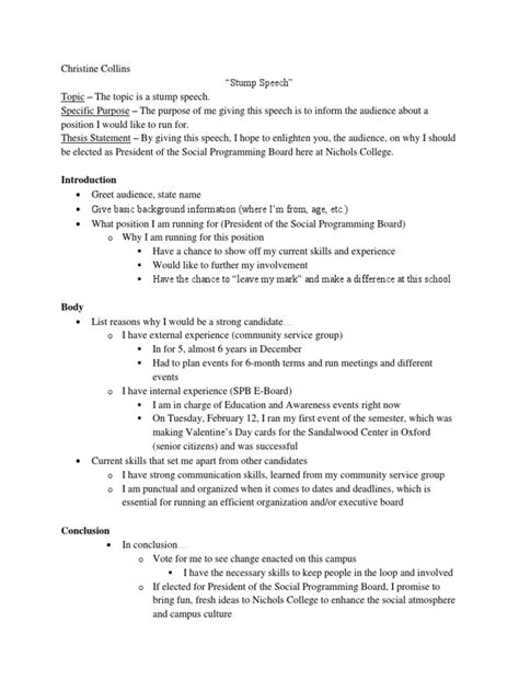 Stump Speech Pdf