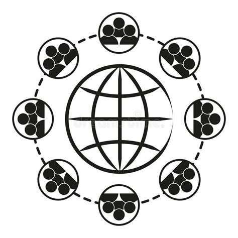 Global Network Icon Connected Circles Around Globe Communication Symbol Vector Graphic Stock