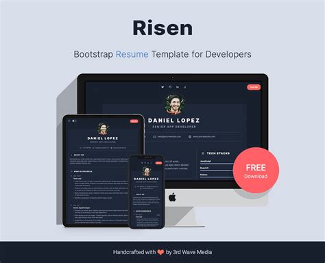 GitHub Cresl Dark Mode Resume CV FREE Bootstrap Dark Mode Resume CV Template For Developers