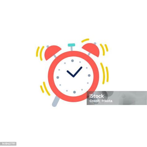 알람 시계가 울리는 미니멀리스트 아이콘 다채로운 채워진 픽토그램 데스크톱 시계 일찍 일어나고 타이머 일정의 개념 벡터 일러스트