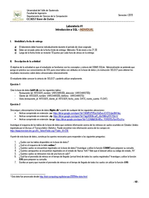 Lab01 Introducciónasql Pdf Sql Bases De Datos