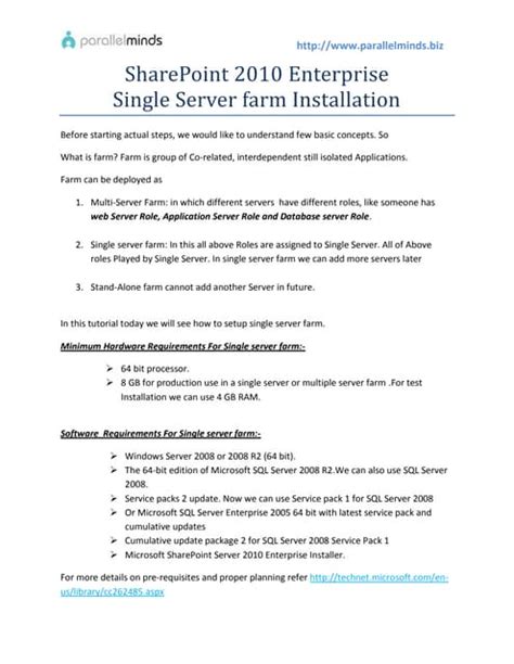 Sharepoint2010 Single Server Farm Installation Pdf Cloud Computing