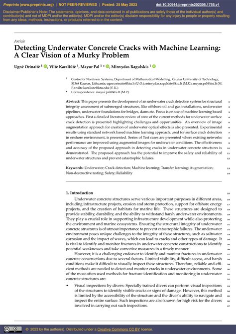 pdf detecting underwater concrete cracks with machine learning a