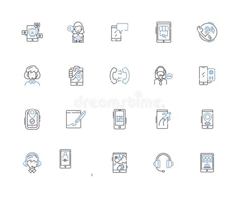 Communicator Line Icons Collection Connection Message Dialogue Language Expression