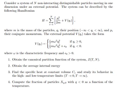 Solved Consider A System Of N Non Interacting Chegg
