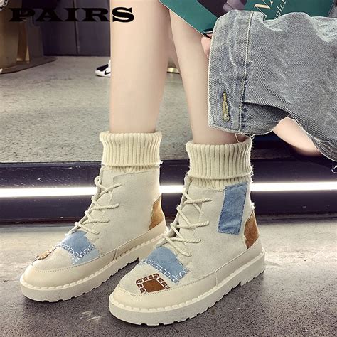 Chaussures Femme 겨울 신발 여성 높은 상위 패치 워크 여성 신발 스 니 커 즈 2019 패션 웨지 신발 여성