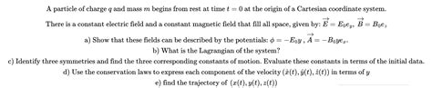 solved a particle of charge q and mass m begins from rest at time t 0