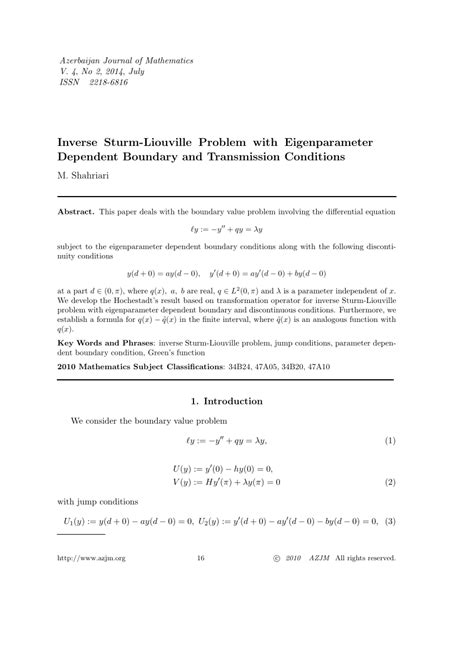 Pdf Inverse Sturm Liouville Problem With Eigenparameter Dependent