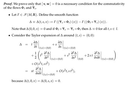 Differential Geometry Proof Of Equivalence Of Commutativity Of Flows And [x Y] 0 Mathematics