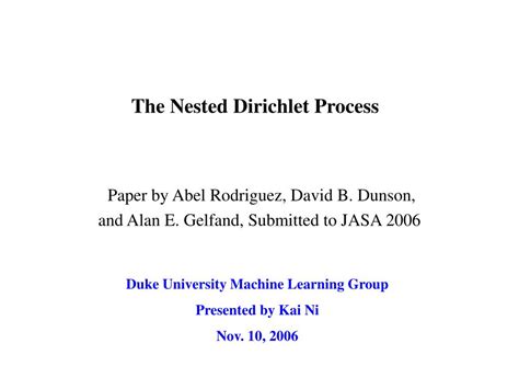 Ppt The Nested Dirichlet Process Powerpoint Presentation Free