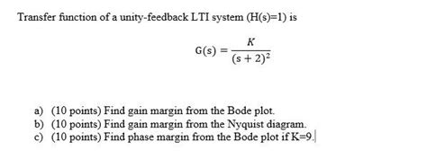 solved transfer function of a unity feedback lti system