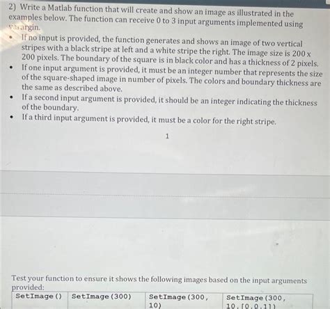 Solved Write A Matlab Function That Will Create And Show Chegg