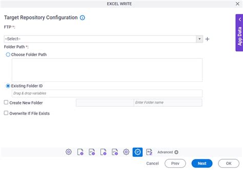Excel Write Target Repository Ftp