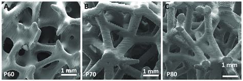 Sem Micrographs Of P60 A P70 B And P80 C Trabecular Scaffolds