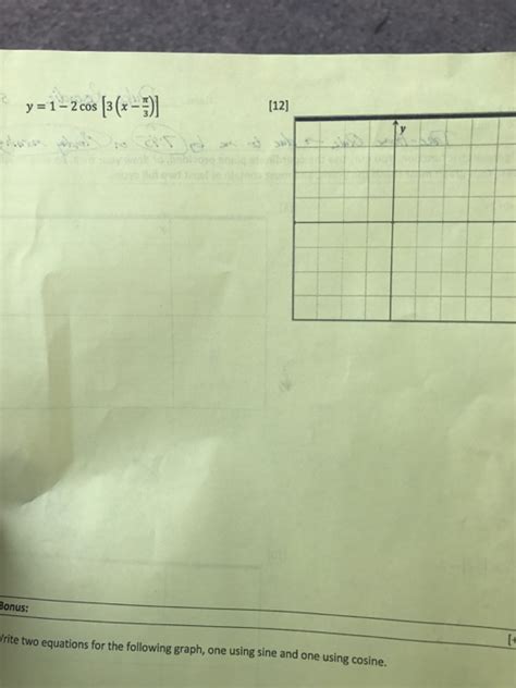 solved y 1 2 cos [3 x pi 3 ] write two equations for
