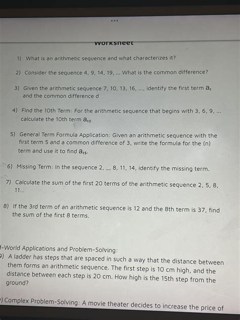 Solved What Is An Arithmetic Sequence And What Characterizes Chegg Com