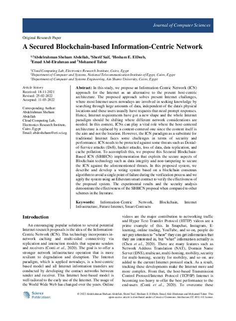 Pdf A Secured Blockchain Based Information Centric Network