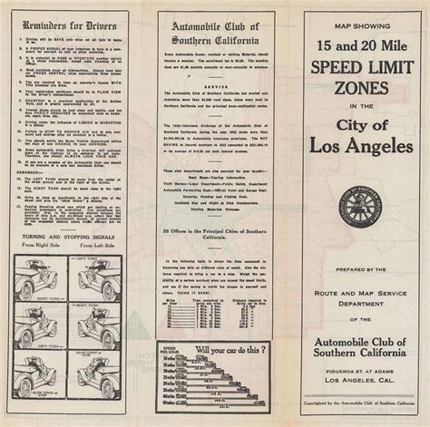 Map Of The City Of Los Angeles Showing 15 And 20 Mile Speed Limits
