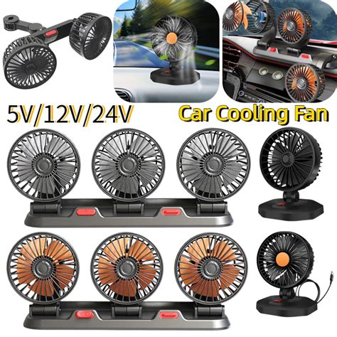 자동차 냉각 휴대용 듀얼 헤드 히팅 팬 5v 12v 24v 2 단 속도 조절 가능 공기 순환기 캠핑용 자동차 액세서리 Aliexpress