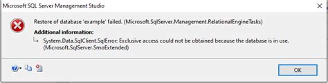 Restore Database Sql Server Error Database In Use •
