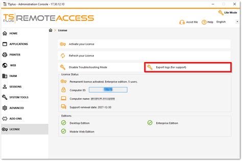 Advanced Features Logs Tsplus Documentation