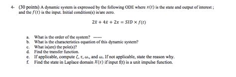 solved 30 points a dynamic system is expressed by the