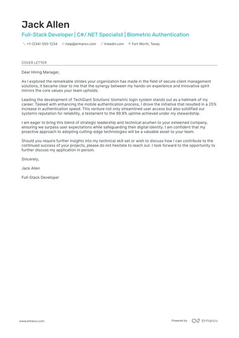 Professional Developer Cover Letter Examples And Template For Enhancv