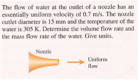 Solved The Flow Of Water At The Outlet Of A Nozzle Has An Chegg Com