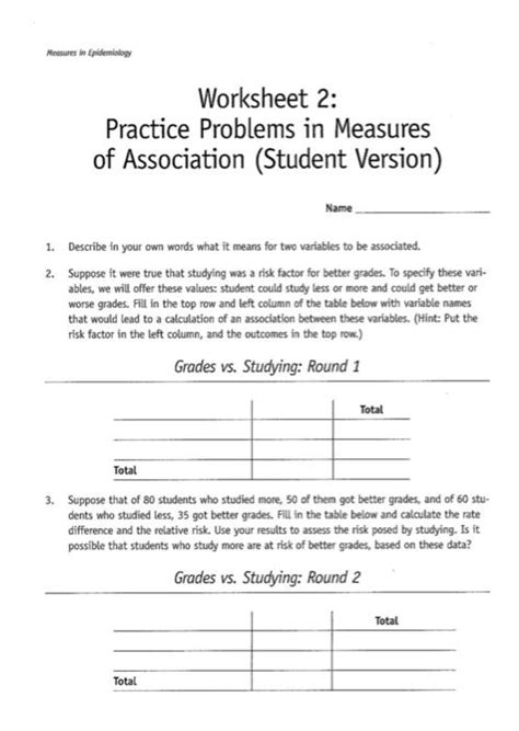 Solved Measures In Epidemiology Worksheet 2 Practice Chegg Com
