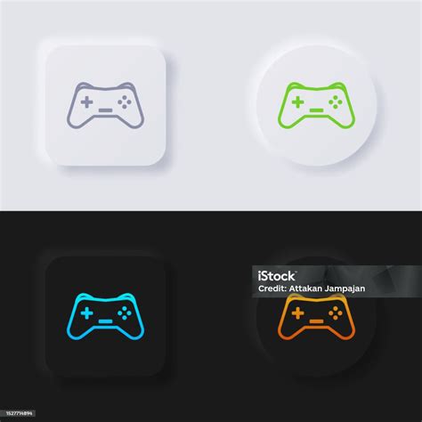 조이스틱 버튼 아이콘 세트 웹 디자인 응용 프로그램 Ui 등을 위한 다색 뉴모피즘 버튼 소프트 Ui 디자인 버튼 벡터 3차원 형태에 대한 스톡 벡터 아트 및 기타 이미지